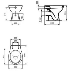 Ideal Standard Eurovit - Stacionární výlevka 360x500x395 mm, bílá W333101