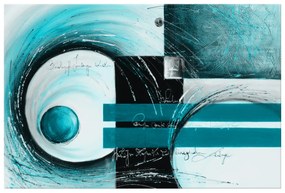 Gario Ručně malovaný obraz Tyrkysové tvary Rozměry: 120 x 80 cm