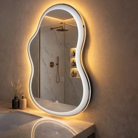 Tutumi Zrcadlo 80x55 cm s vyhříváním a regulovatelným LED osvětlením HOM-01516