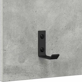 věšák, nástěnný, 1 prkno, polička, háčky, kompozitní dřevo, 90x40x10 cm, beton šedá, Dekorino TK20260010