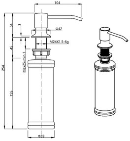 Plastový zápustný dávkovač mýdla v leskle stříbrné barvě 350 ml – Sapho