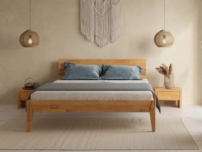 Vysoká postel z bukového dřeva 160x200 cm Badajoz skandinávské