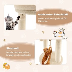 Costway Cat Tree Cat škrabadlo s měkkým sedákem sisalová věž pro kočky, béžový