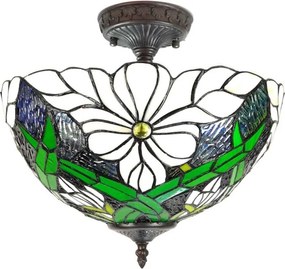 Krémovo-zelené stropní svítidlo Tiffany Malion - Ø 36*31 cm E27/max 2*40W