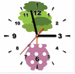 Gario Obraz s hodinami Zelený stromeček ve váze Rozměry: 30 x 30 cm