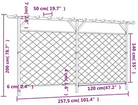 vidaXL Zahradní mřížkovaný plot s pergolou dřevo