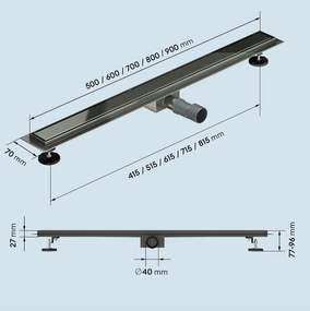 sprchový odtokový žlab DOPORRO se sifonem DB1 50-100cm