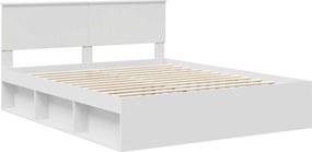 Rám postele s čelo Bílá 160 x 200 cm Masivní borové dřevo 3410573