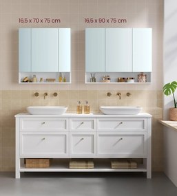 Koupelnová zrcadlová skříňka Vasagle Masli 90 cm bílá