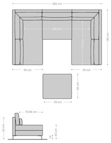 DELIFE Pohovka ve tvaru "U" Elio 300x185 cm mikrovlákno Grafit s taburetem