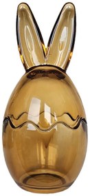 Světle hnědá skleněná dóza vajíčko s oušky Rabbi - Ø 8*17 cm