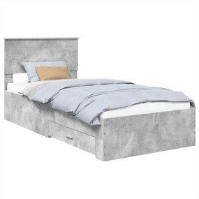 Rám postele s čelo Betonově šedá 100 x 200 cm Kompozitní dřevo 3408302