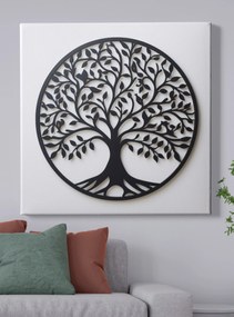 Obraz na plátně - Strom života, černá silueta na bílém pozadí FeelHappy.cz Velikost obrazu: 140 x 140 cm