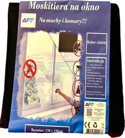 AFF Síť do okna proti hmyzu - 130 x 150 cm - černá