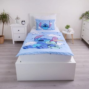 Modré bavlněné dětské povlečení do postýlky 100x135 cm Lilo &amp; Stitch "Clouds" – Jerry Fabrics