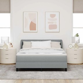 Postel s boxspringem s čelo Světle šedá 140 x 200 cm textil 3339961