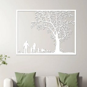 dřevo života Dřevěný strom na zeď RODINA Zvolte rozměr (cm): 80x64, Zvolte barvu dekoru: Bílá