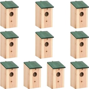 vidaXL Ptačí budky 10 ks masivní jedlové dřevo 12 x 12 x 22 cm [314815]