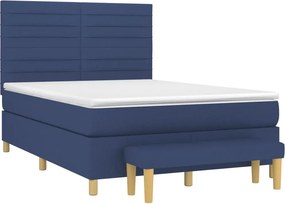 Box spring postel s matrací modrá 140x190 cm textil 3137235