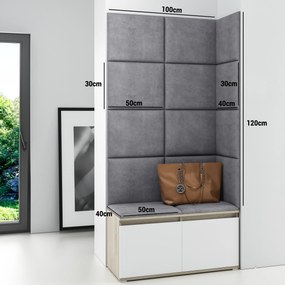 Eka Předsíňová stěna s čalouněnými panely Trinity 2 - Sonoma / Červená 2309