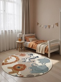 Hanse Home, Dětský koberec Adventures 106409 Cream Multicolor kruh, 160x160 (průměr) kruh, vícebarevná, dětský pokoj
