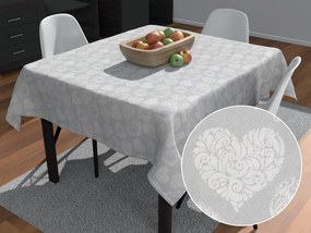 Biante Dekorační čtvercový ubrus PML-071 Srdce s ornamenty na šedém 110x110 cm