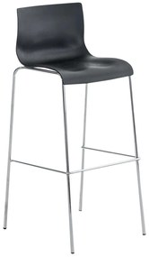 Barová židle Hoover ~ plast, kovové nohy chrom - Černá