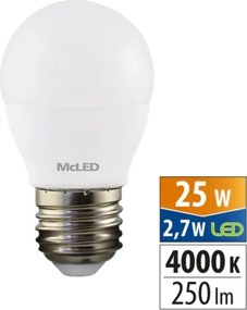LED žárovka E27 McLED G45 2,7W (25W) neutrální bílá (4000K) ML-324.036.87.0