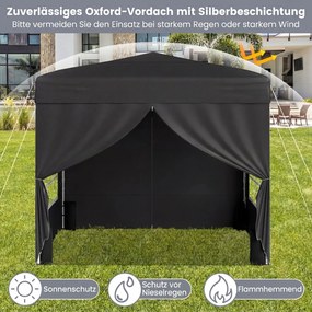 Costway Pavilon Výsuvný skládací pavilon s 4 Odnímatelné boční stěny 3 oddíl