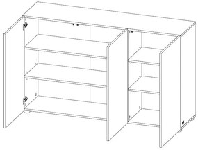 Širší komoda Rusty 2, šedá