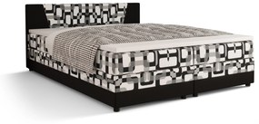 Manželská postel Boxspring 140 cm Linda (vzor + černá) (s matrací a úložným prostorem). 1046624
