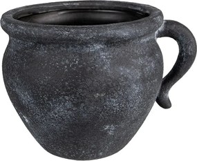 Granitový antik keramický obal na květináč s uchem Granit - 20*16*14cm