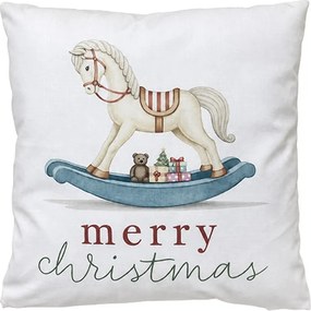 Dekorační polštář houpací koník Merry Christmas - 45*45*4 cm