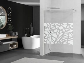 Mexen Kioto, sprchová zástěna Walk-In 90 x 200 cm, 8mm čiré sklo bílý vzor, ​​broušená ocel profil, 800-090-101-97-85