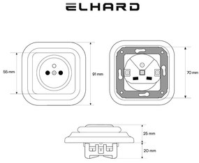 Elhard Hranatá keramická zásuvka, bílá KV2100W