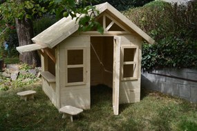 nejzahradnidomek.cz - Dětský dřevený domek TOYSHOP s pultíkem - Premium, barva natur, (1,7 × 1,8 m), DD_TOY2