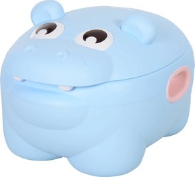 HOMCOM Dětský nočník ve tvaru hrocha 2 v 1 s odnímatelným nočníkem a toaletním štětcem pro učení, nosnost 25 kg, 40x30x23 cm, modrý | Aosom