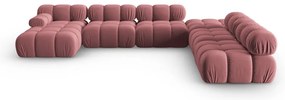 Růžová sametová pohovka 379 cm Bellis – Micadoni Home