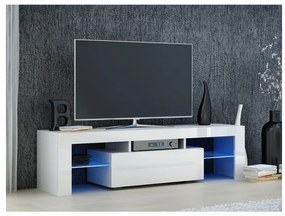 Televizní stolek s LED osvětlením ANDY - lesklý bílý