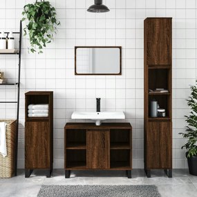 3dílný set koupelnového nábytku hnědý dub kompozitní dřevo,  3190314