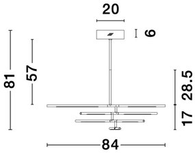 LED lustr Raccio 84 zlaté