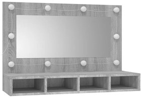Petromila Zrcadlová skříňka s LED šedá sonoma 90 x 31,5 x 62 cm