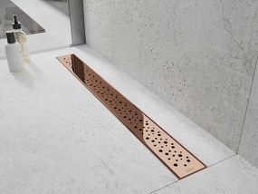 Mexen Flat 360°, lineární podlahový žlab M12 80 cm, růžové zlato, 1621080-40