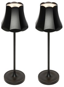 Sada 2 retro stolních lamp černých dobíjecích IP44 - Granny