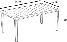 KETER HARMONY Zahradní stůl, 160 x 90 x 74 cm, antracit/hnědo-šedá 17201231