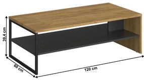 Konferenční stolek 120, dub craf zlatý/antracit, SANTANA