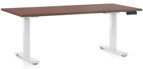 Výškově nastavitelný stůl OfficeTech C, 160 x 80 cm, bílá podnož, ořech