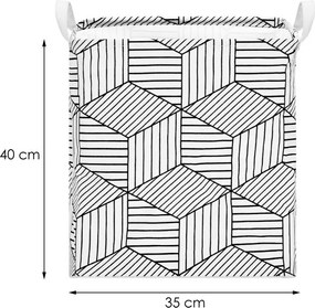 Úložný koš 35l, bílo-černé tvary SPRINGOS HA0106