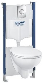 Grohe Solido - Sada pro závěsné WC + klozet a sedátko softclose Bau Ceramic, rimless, tlačítko Sail, chrom 39415000