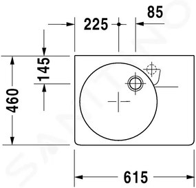 DURAVIT - Scola Umyvadlo 615x460 mm, s přepadem, otvor pro baterii vpravo, bílá (0684600011)